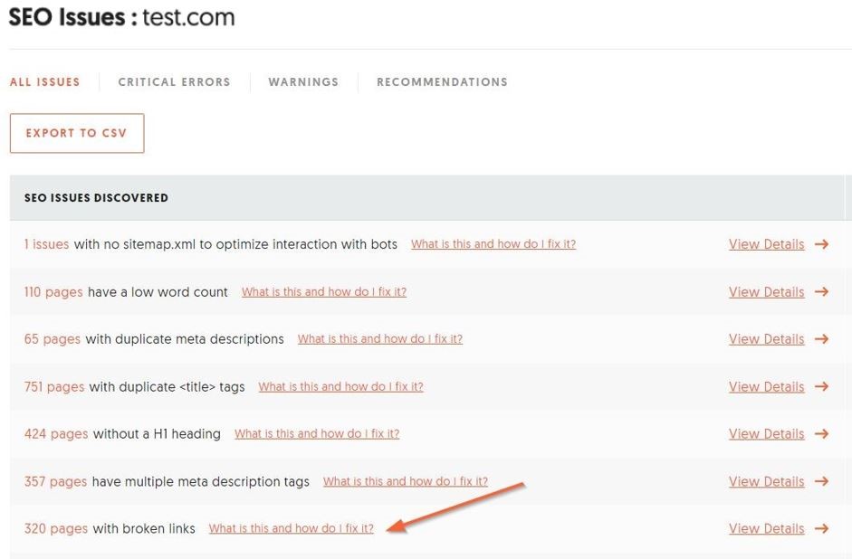Site Audit Errors Explained: Pages with Broken Links – Ubersuggest