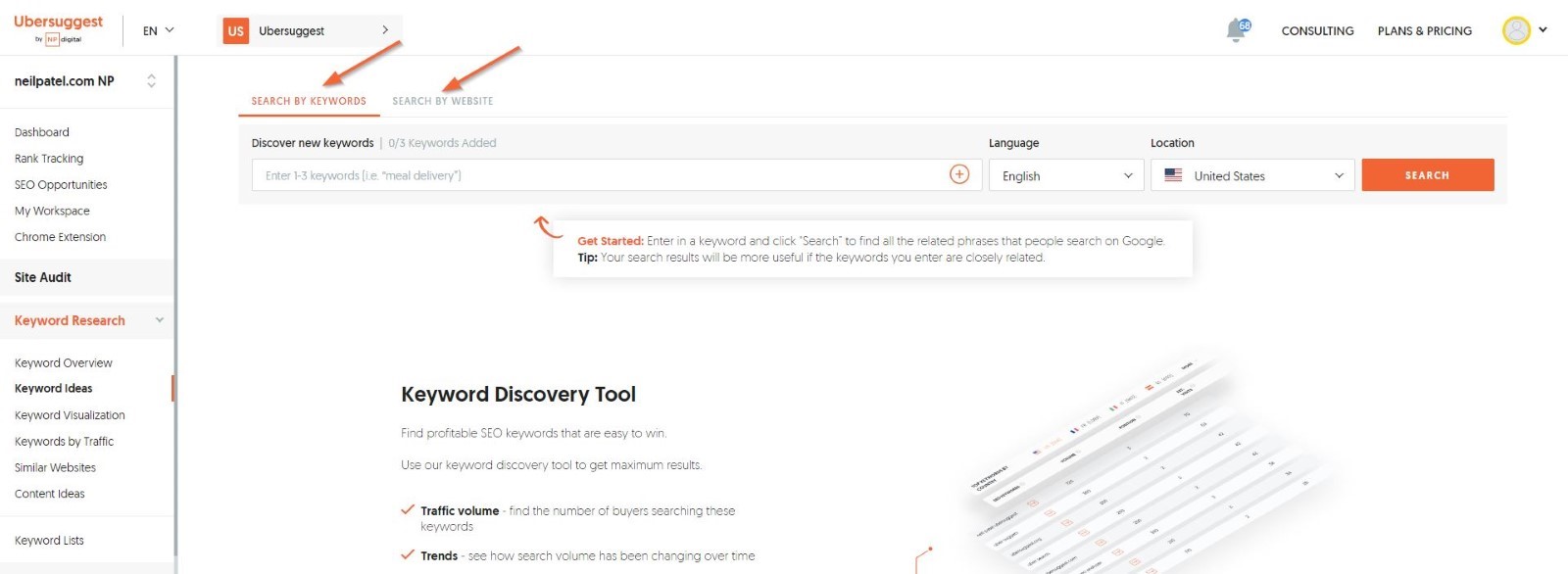 How to Get Keyword Ideas Using the Keyword Research – Ubersuggest