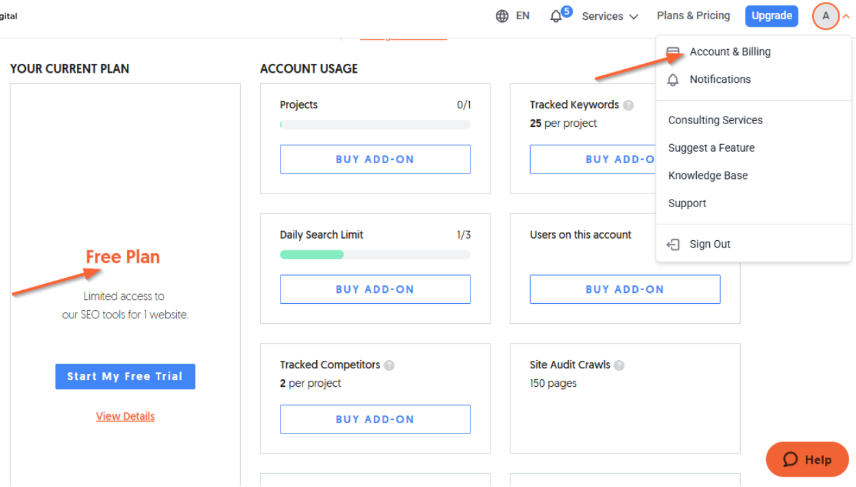 Free Account: Key Features and Limits – Ubersuggest