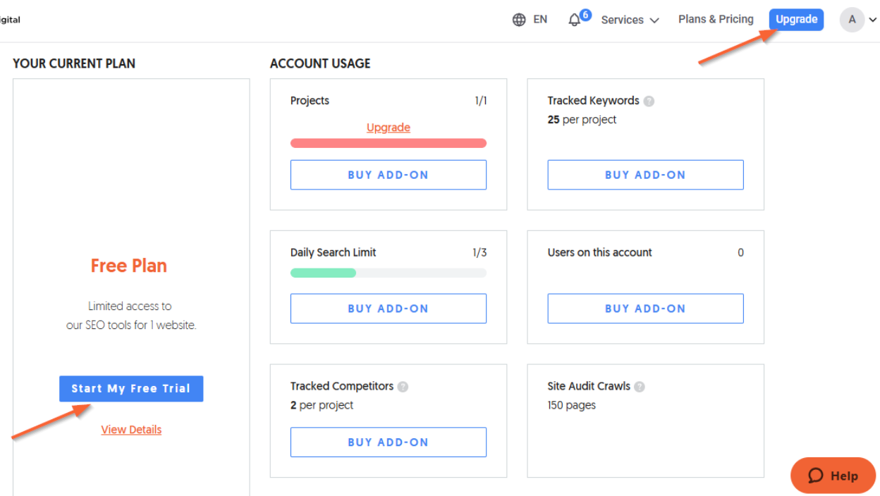 Free Account: Key Features and Limits – Ubersuggest